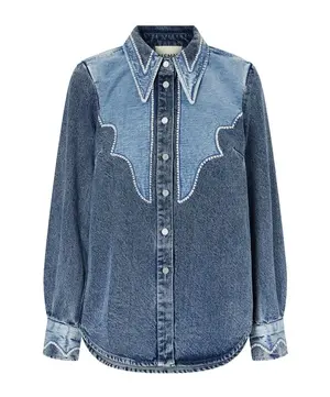 ALEMAIS Jesse Embroidered Denim Shirt - No