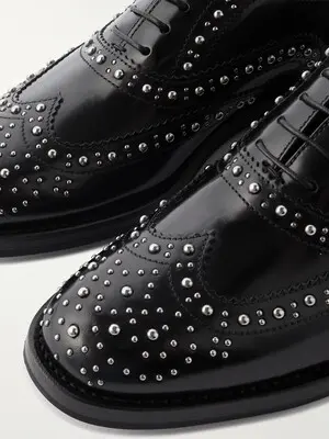 Church's Burwood Met Studded Glossed-leather Brogues