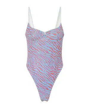 Oseree Striped Animal Print Swimsuit - No