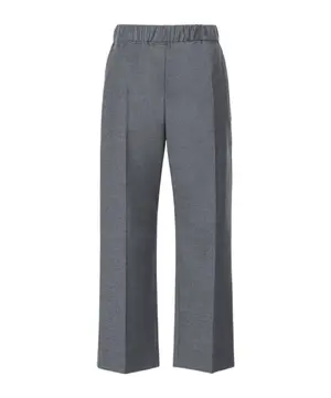 Max Mara Elasticated-waistband Tailored Trousers - Medium Gray