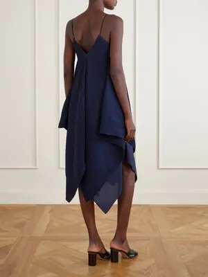 J.W.ANDERSON Tiered Asymmetric Pleated Crepe De Chine Mini Dress