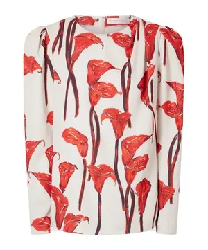 Carolina Herrera Floral-print Cady Blouse - No