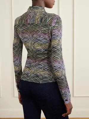 Missoni Striped Metallic Crochet-knit Shirt