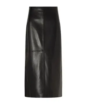 Nour Hammour Alana Paneled Leather Midi Skirt - Black