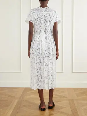 Simone Rocha Embellished Pleated Lace Midi Dress