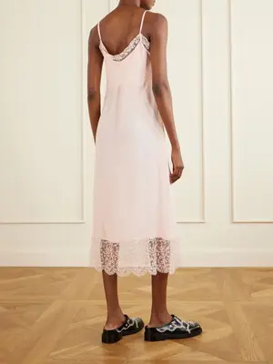 Simone Rocha Lace-trimmed Crepe De Chine Midi Dress