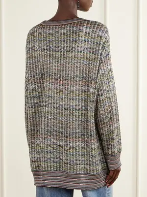 Missoni Striped Metallic Crochet-knit Cardigan
