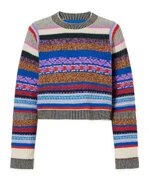 MOTHER Crop Striped Alpaca And Wool-blend Sweater - No