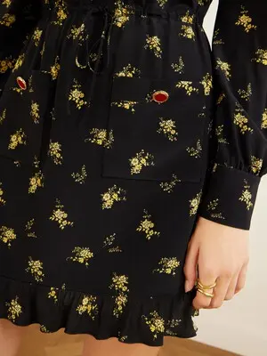 Alessandra Rich Ruffled Floral-print Crepe Mini Dress