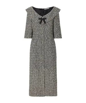 Alessandra Rich Silk-trimmed Tweed Midi Dress - No