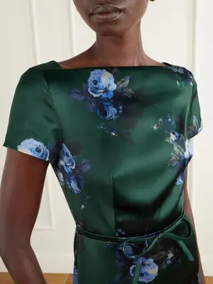 Erdem Duchess Bow-detailed Floral-printed Satin Gown