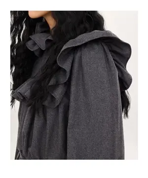 Chloé High-neck Ruffled Top In Wool Cashmere Flannel