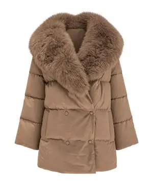 YVES SALOMON Long-sleeved Padded Jacket - Brown
