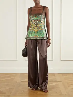 ALEMAIS Printed Satin-twill Blouse
