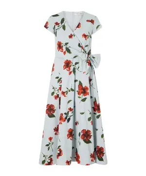 Oscar De La Renta Floral-print Cotton-poplin Wrap Midi Dress - No