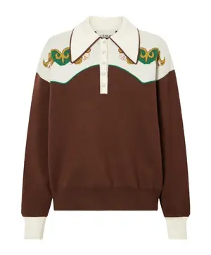 ALEMAIS Intarsia-knit Polo Sweater - No
