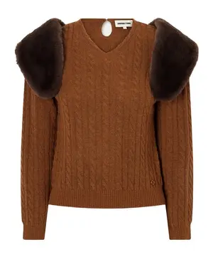 SHUSHU/TONG Plush-trimmed Cable-knit Wool And Lyocell-blend Sweater - No