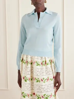 Oscar De La Renta Wool Polo Sweater