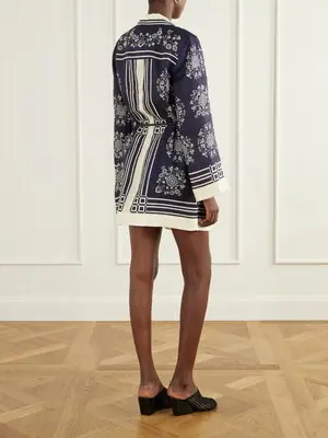 ALEMAIS Belted Printed Linen Mini Dress