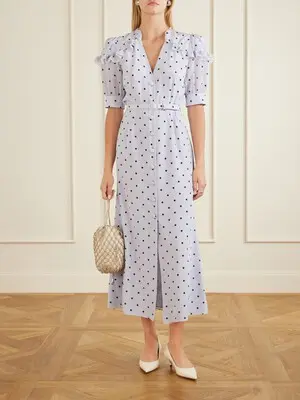 Alessandra Rich Lace-trimmed Silk Midi Dress