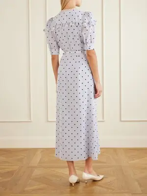 Alessandra Rich Lace-trimmed Silk Midi Dress