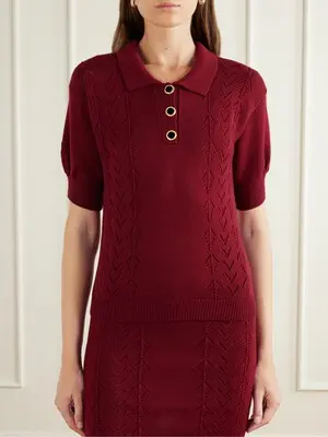 Alessandra Rich Open-knit Wool Polo Shirt