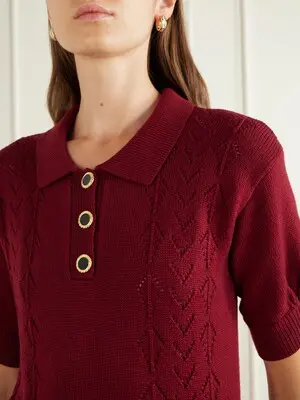 Alessandra Rich Open-knit Wool Polo Shirt