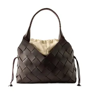 Dragon Diffusion Woven Leather Shoulder Bag - Black