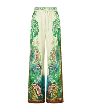 ALEMAIS Floral-print Satin-jacquard Wide-leg Pants - No