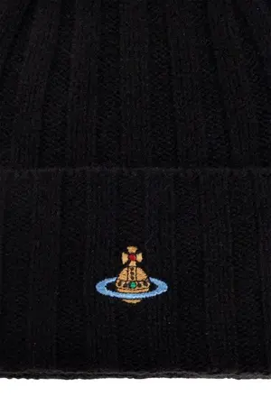 VIVIENNE WESTWOOD Ribbed Logo Beanie Hat