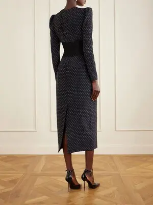 Alessandra Rich Polka-dot Silk Midi Dress