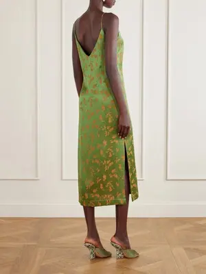 Dries Van Noten Floral-jacquard Satin Midi Dress