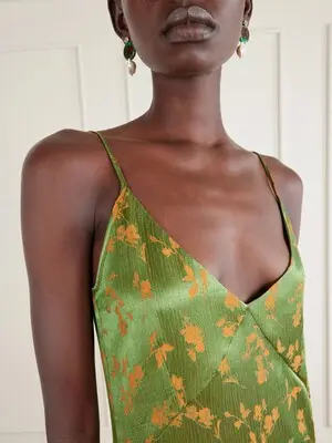 Dries Van Noten Floral-jacquard Satin Midi Dress