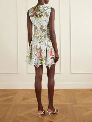 Oscar De La Renta Floral-print Lace Mini Dress