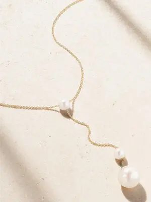 Sophie Bille Brahe Trois Moon 14-karat Recycled Gold Pearl Necklace