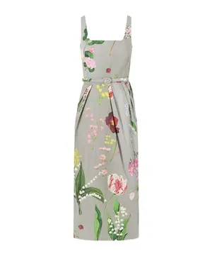 Oscar De La Renta Floral-printed Stretch Cotton-poplin Midi-dress - No