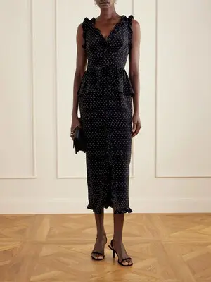 Alessandra Rich Polka-dot Silk Midi Dress