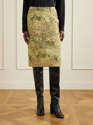 Dries Van Noten Floral Cloqué Midi Skirt