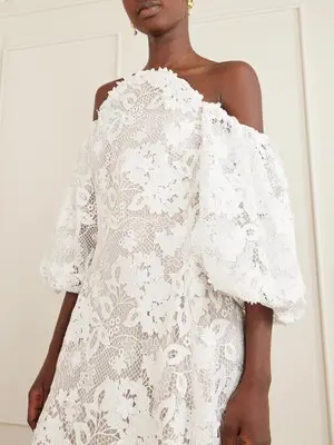Oscar De La Renta Off-the-shoulder Embroidered Lace Gown