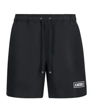 Amiri Logo-patch Drawstring Swim Shorts - Black