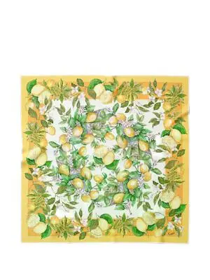 ELIZABETTA Limoni Fioriti Silk Scarf Yellow