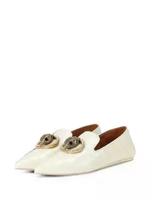 Kurt Geiger 225 Chelsea Crocodile-effect Pointed-toe Loafers - Neutrals
