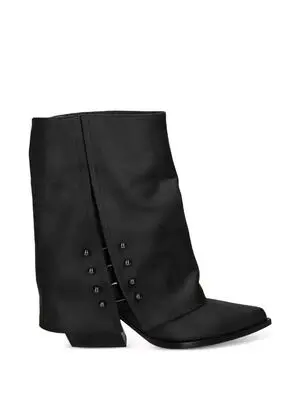 Elena Iachi Stud-embellished Pointed-toe Boots - Black