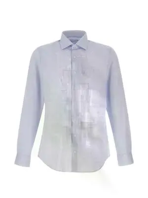 Michael Kors Micro-check Dobby-weave Shirt - Blue