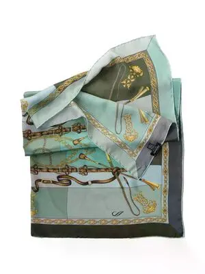 ELIZABETTA Gabriella Equestrian-print Silk Scarf - Green