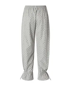 Pinko Rhinestones And Studs Embellished Trousers - Gray
