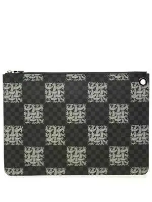 LOUIS VUITTON 2015 Christopher Nemeth Damier Graphite Rope Pochette Voyage Gm Clutch Bag - Black