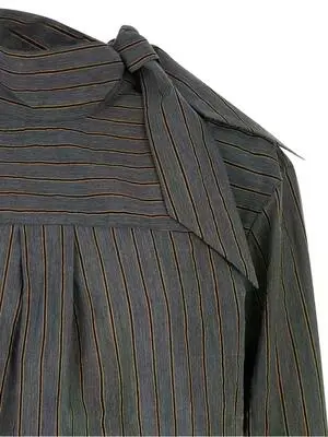 TELA Striped Tie-neck Blouse