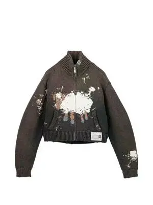 Mihara Yasuhiro Distressed Cable-knit Cardigan - Grey