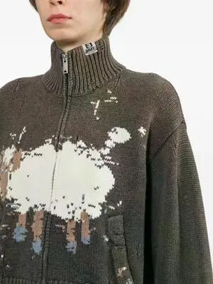 Mihara Yasuhiro Distressed Cable-knit Cardigan